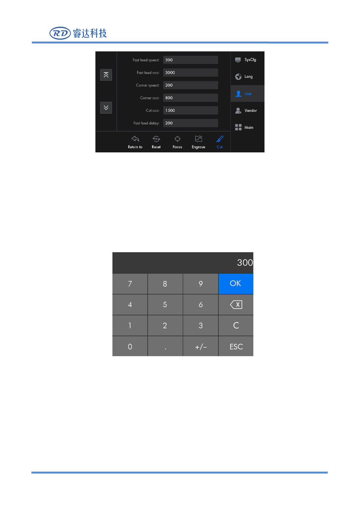 8531 User parameters include cutting parameters engraving (Page 53 / 76) RDC6445GT5 Laser ...